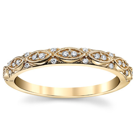 Diamond Stackable Band with Milgrain - stack063 - MoissaniteCo.com