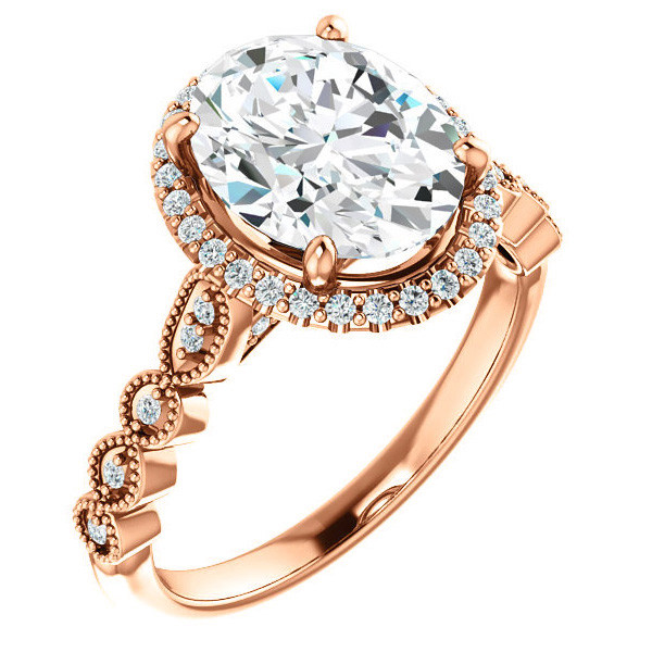 Oval Cathedral Engagement Ring - enr207-ov - MoissaniteCo.com