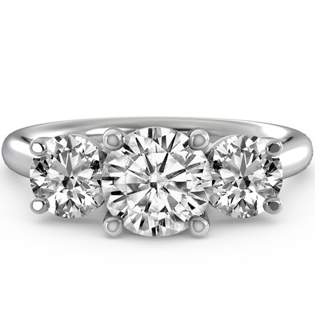 Round Petite Three-Stone Ring with Diamond Accents - eng647 ...