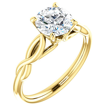 Round Sculptural Styled Ring - enr082 - MoissaniteCo.com