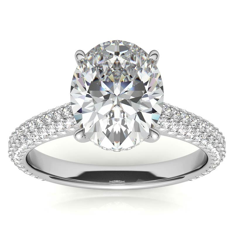 Oval Hidden Halo Pave Style Moissanite Engagement Ring - enr736-ov ...