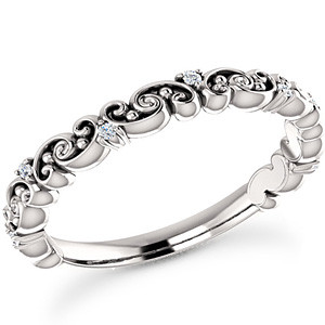 .04ct Round Diamond Scroll Design Stackable Band - stack069 ...