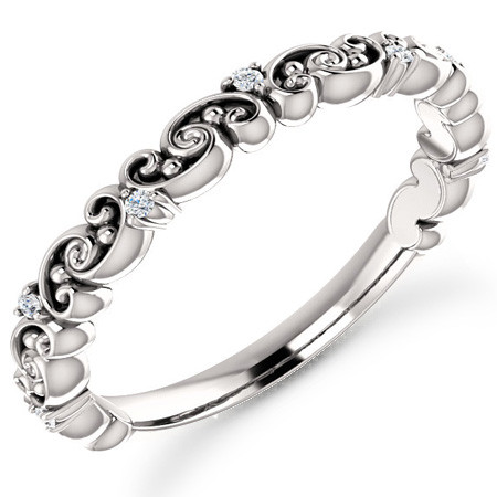 .04ct Round Diamond Scroll Design Stackable Band - stack069 ...