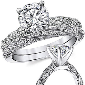 Diamond Twisted Helix Engagement Ring, 0.37ct - eng068 - MoissaniteCo.com