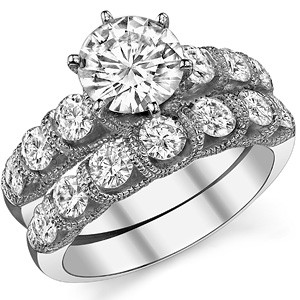 Antique Round Fishtail Prong Moissanite Engagement Ring - enr715 ...