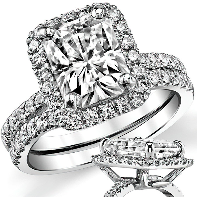 Round Moissanite & Diamond Engagement Ring - eng161 - MoissaniteCo.com
