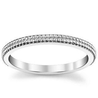 Double Row Beaded Stackable Band - stack010 - MoissaniteCo.com