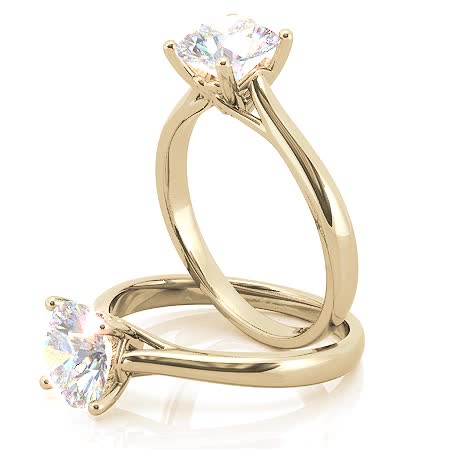 Round Basket Solitaire with Scroll Accents - enr055 - MoissaniteCo.com